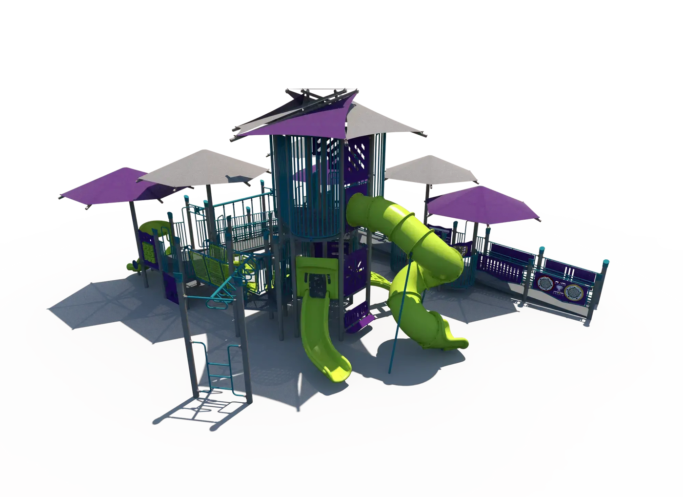 Inclusive Tower Playground with Integrated Shade - – Playgrounds Etc